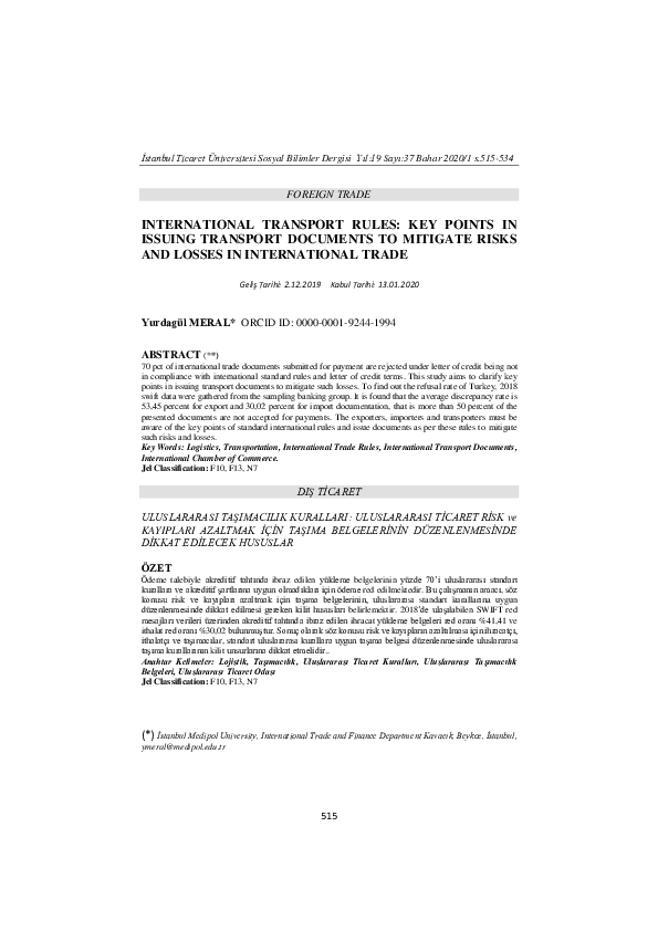 (PDF) International Transport Rules: Key Points in Issuing Transport ...