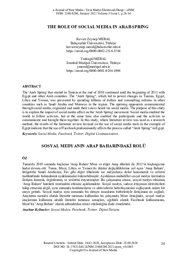 (PDF) The Role of Social Media in Arab Spring