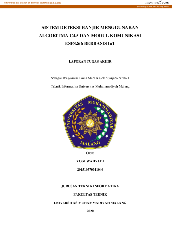 (PDF) SISTEM DETEKSI BANJIR MENGGUNAKAN ALGORITMA C4.5 DAN MODUL ...