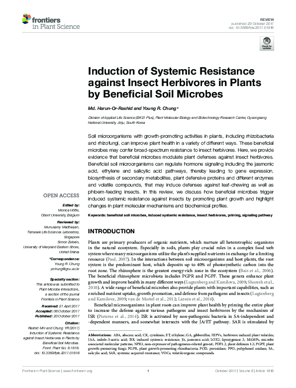 (PDF) Induction of Systemic Resistance against Insect Herbivores in ...