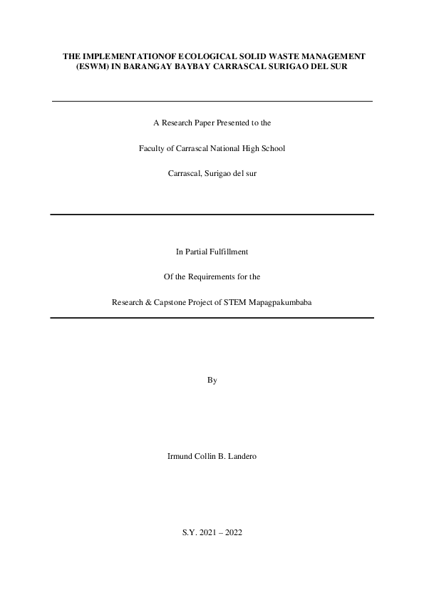 (PDF) Ecological Solid Waste Management