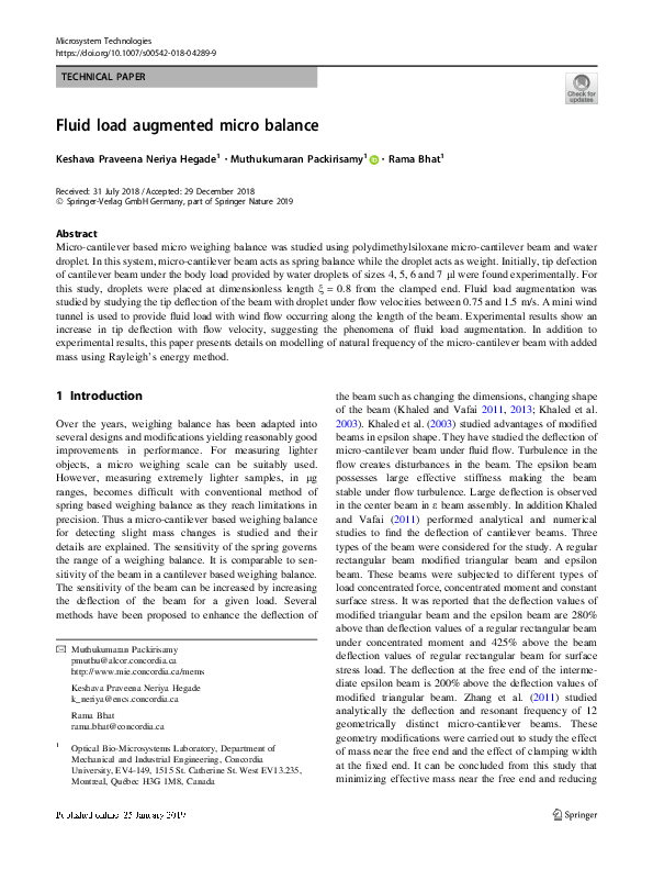(PDF) Fluid load augmented micro balance