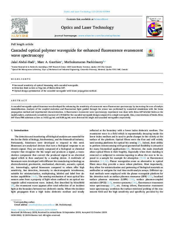 (PDF) Cascaded optical polymer waveguide for enhanced fluorescence ...