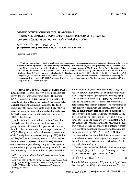 (PDF) Bosonic construction of the Lie algebras of some non-compact ...