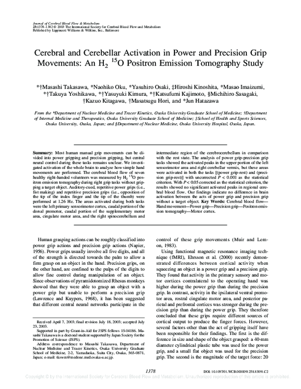 (PDF) Cerebral and Cerebellar Activation in Power and Precision Grip ...