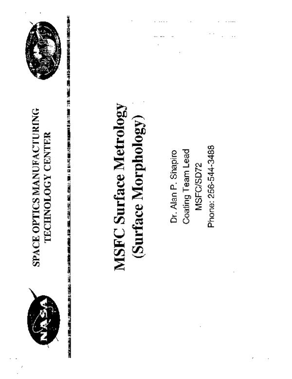 (PDF) MSFC Surface Metrology (Surface Morphology)
