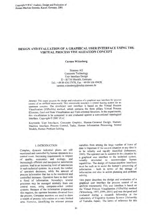 (PDF) Design and Evaluation of a Graphical User Interface Using the Virtual Process ...