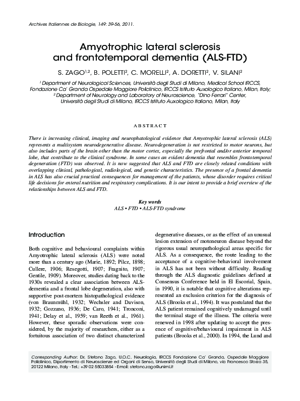 (PDF) Amyotrophic lateral sclerosis and frontotemporal dementia (ALS-FTD)