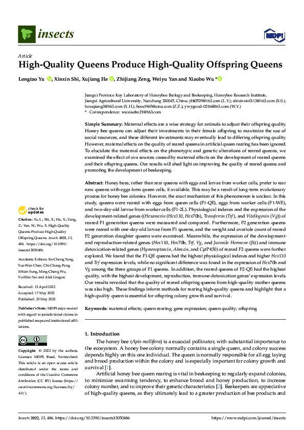 (PDF) High-Quality Queens Produce High-Quality Offspring Queens