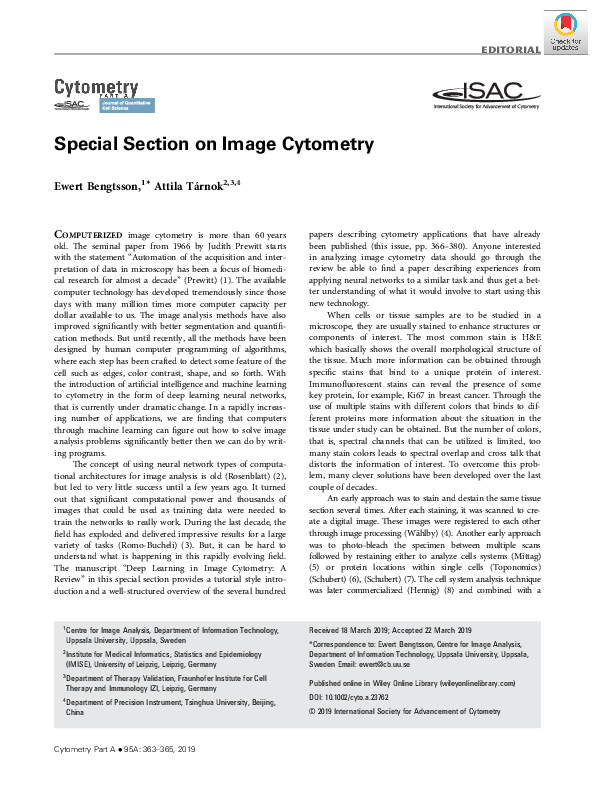 (PDF) Special Section on Image Cytometry