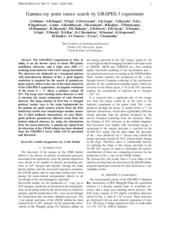 (PDF) Gamma ray point source search by GRAPES-3 experiment