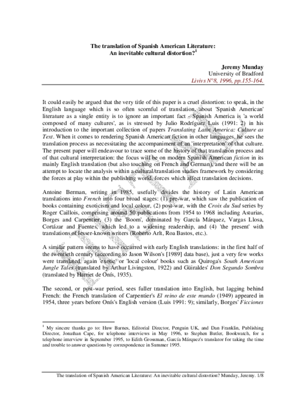 (PDF) The Translation of Spanish American Literature: An Inevitable ...
