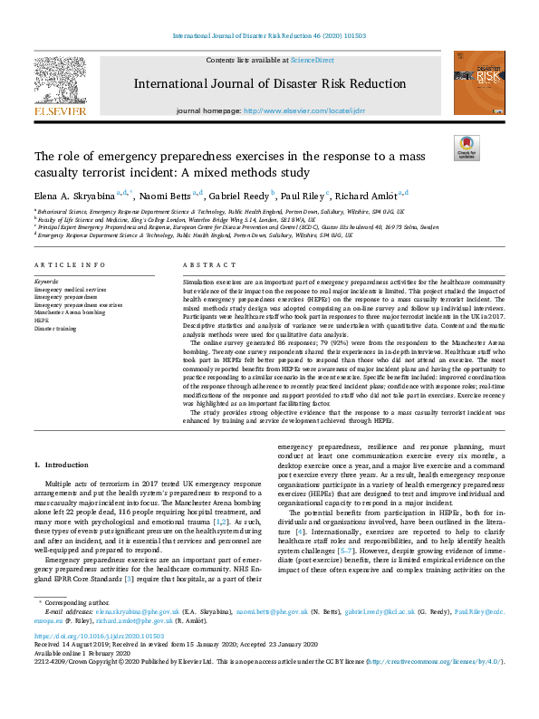 (PDF) The role of emergency preparedness exercises in the response to a ...