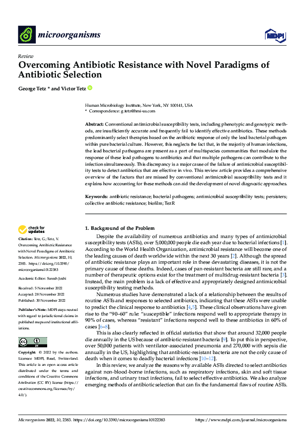 (PDF) Overcoming Antibiotic Resistance with Novel Paradigms of ...