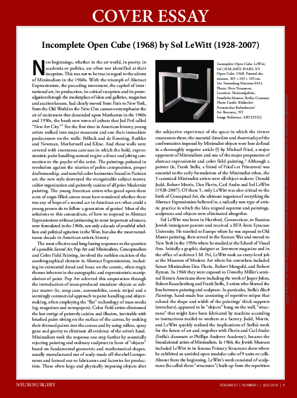 (PDF) Incomplete Open Cube (1968) by Sol LeWitt (1928–2007)