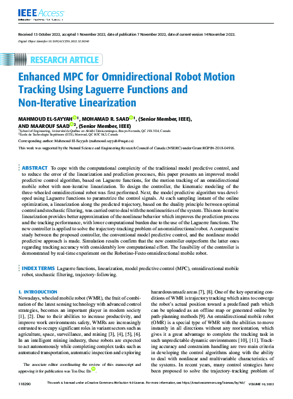 Pdf Enhanced Mpc For Omnidirectional Robot Motion Tracking Using Laguerre Functions And Non