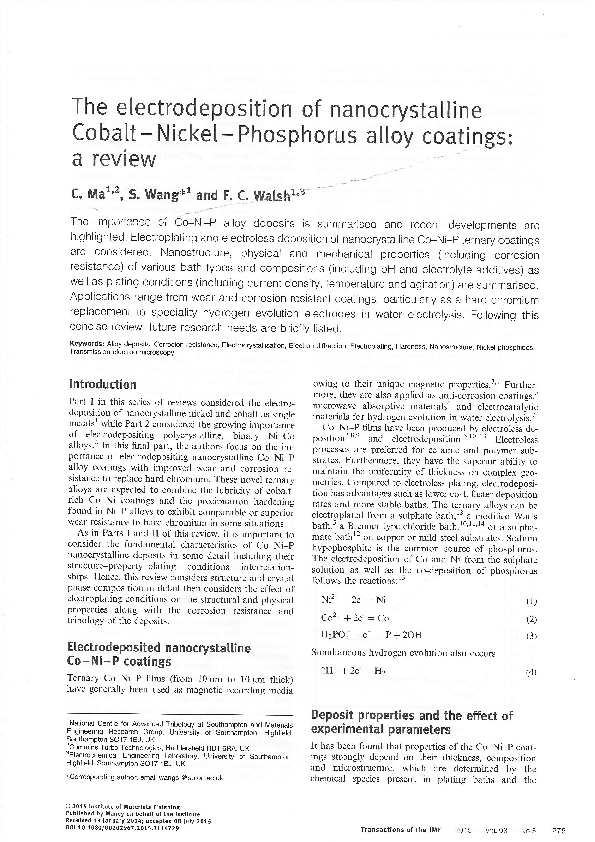 (PDF) The electrodeposition of nanocrystalline Cobalt–Nickel–Phosphorus ...