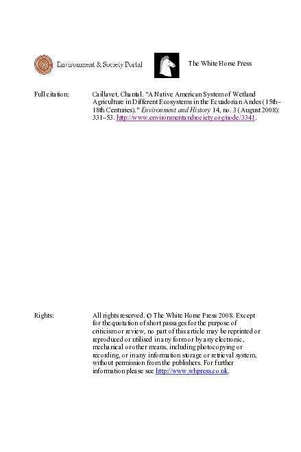 (PDF) A Native American System of Wetland Agriculture in Different ...