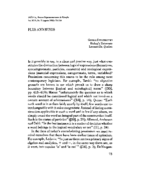 (PDF) Plus and Minus