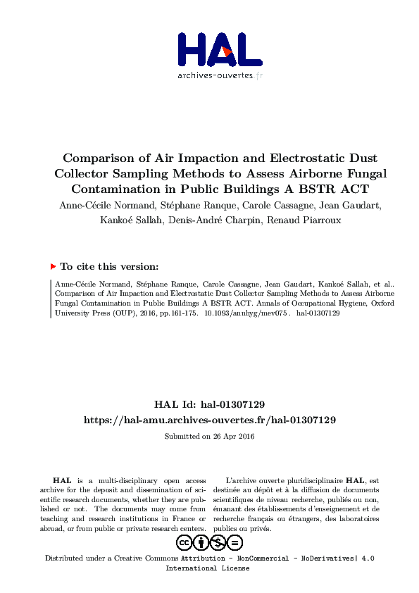 (PDF) Comparison of Air Impaction and Electrostatic Dust Collector ...