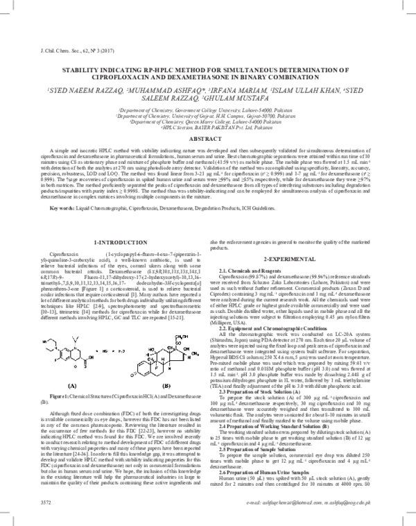 (PDF) Stability Indicating RP-HPLC Method for Simultaneous Determination of Ciprofloxacin and ...