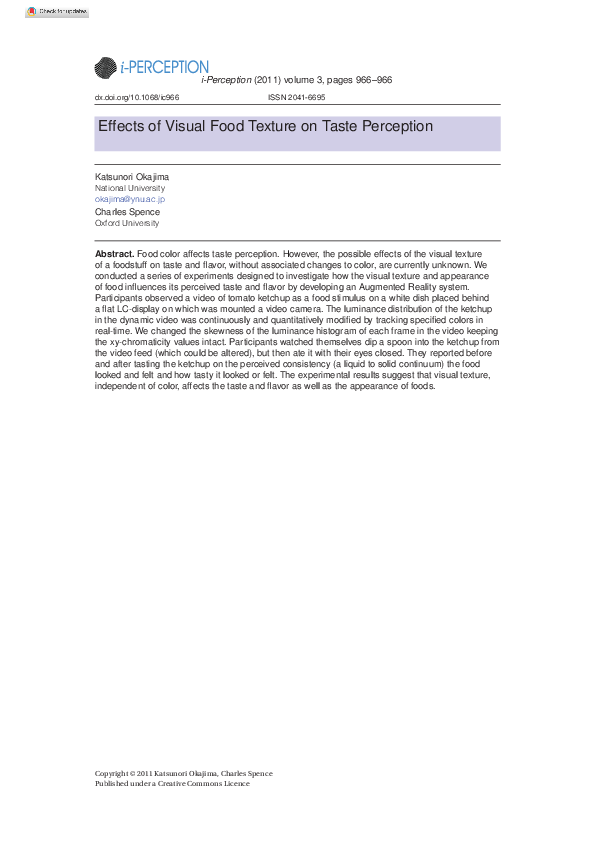 (PDF) Effects of Visual Food Texture on Taste Perception
