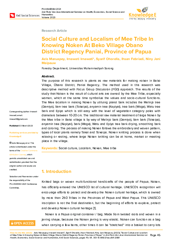(PDF) Social Culture and Localism of Mee Tribe In Knowing Noken At Beko ...