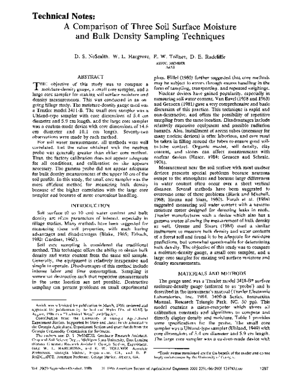 (PDF) A Comparison of Three Soil Surface Moisture and Bulk Density ...