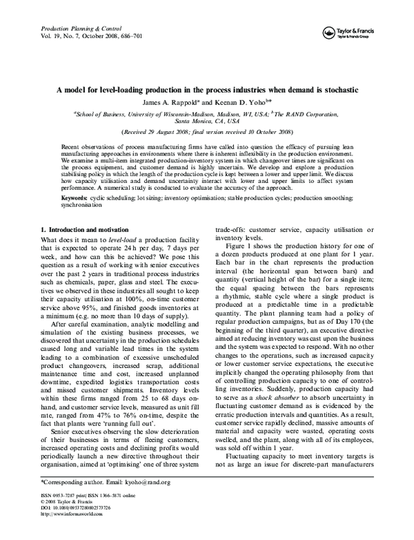 (PDF) A model for level-loading production in the process industries ...