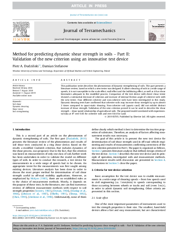 (PDF) Method for predicting dynamic shear strength in soils – Part II ...