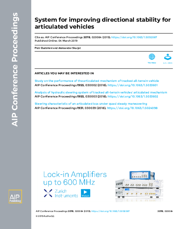 (PDF) System for improving directional stability for articulated vehicles