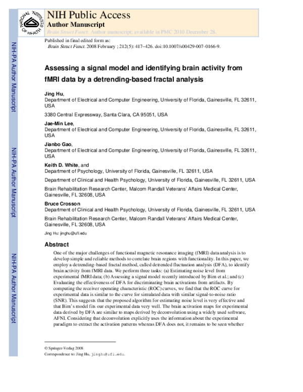 (PDF) Assessing a signal model and identifying brain activity from fMRI data by a detrending ...