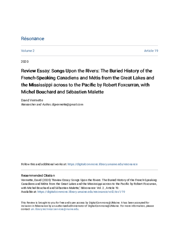 (PDF) Review Essay: Songs Upon the Rivers: The Buried History of the ...