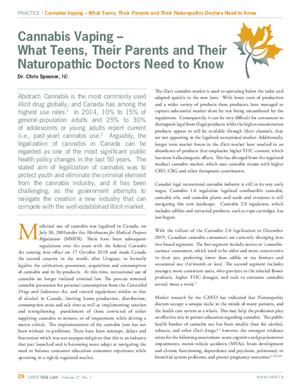 (PDF) Cannabis Vaping – What Teens, Their Parents and Their ...