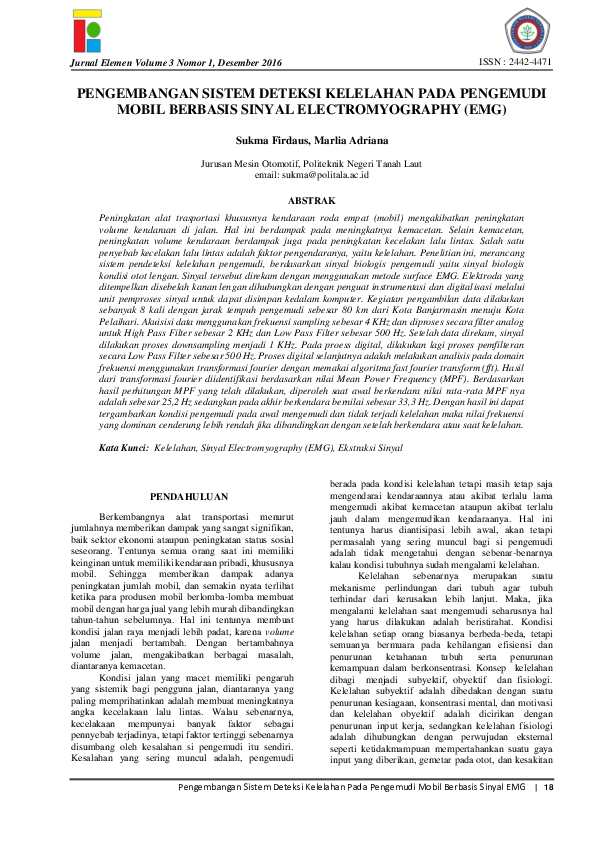 (PDF) Pengembangan Sistem Deteksi Kelelahan Pada Pengemudi Mobil Berbasis Sinyal ...