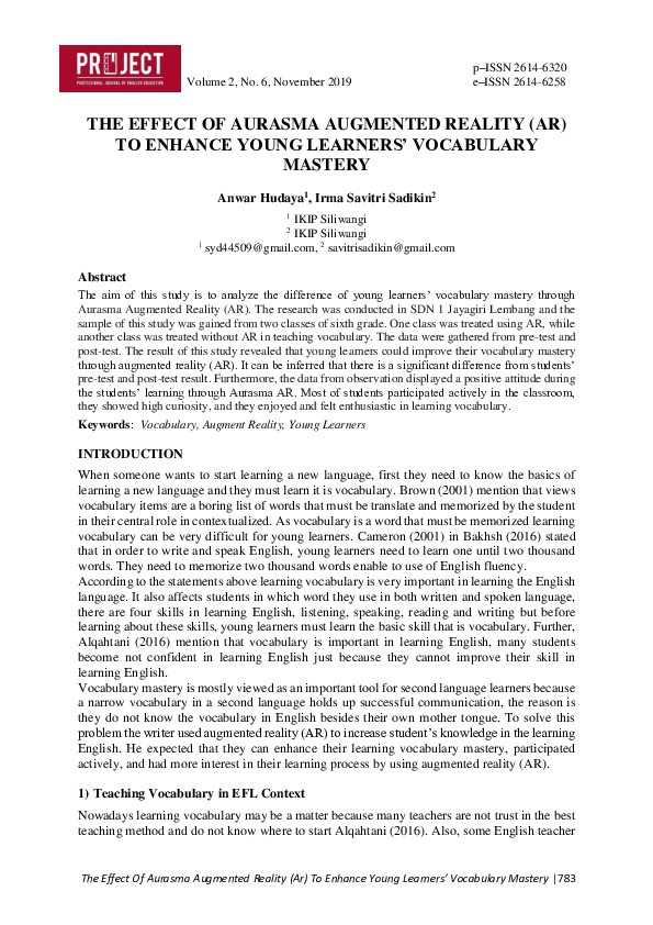 (PDF) The Effect of Aurasma Augmented Reality (Ar) to Enhance Young ...