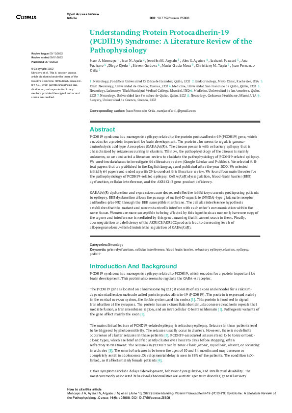 (PDF) Understanding Protein Protocadherin-19 (PCDH19) Syndrome: A ...