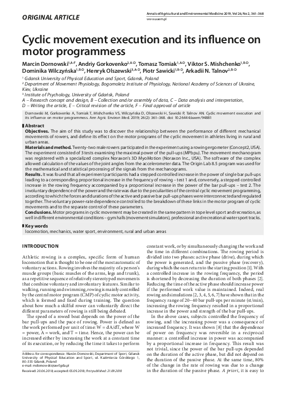 (PDF) Cyclic movement execution and its influence on motor programmess
