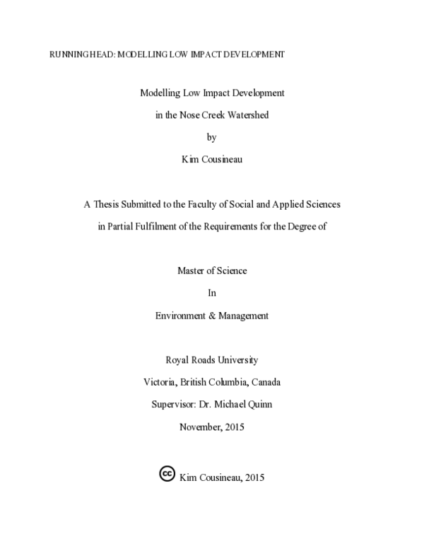 (PDF) Modelling low impact development in the Nose Creek watershed