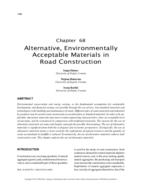 (PDF) Alternative, Environmentally Acceptable Materials in Road ...