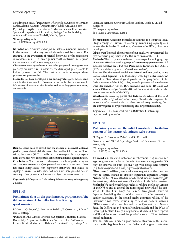 (PDF) Preliminary data on the psychometric proprieties of the italian ...