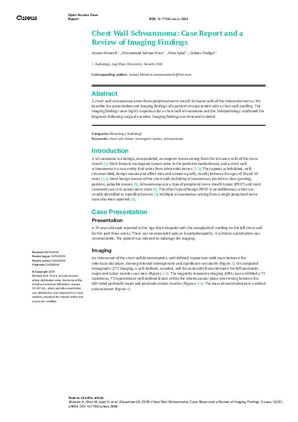 (PDF) Chest Wall Schwannoma: Case Report and a Review of Imaging Findings