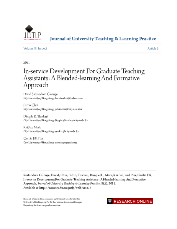 (PDF) In-service Development For Graduate Teaching Assistants: A ...