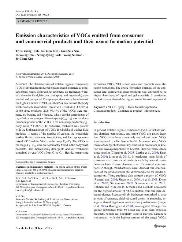 (PDF) Emission characteristics of VOCs emitted from consumer and ...