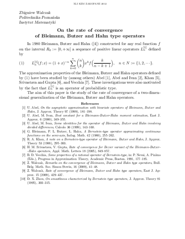 Pdf Bleimann Butzer Hahn Operator Identities