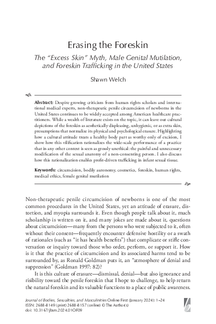 (PDF) The "Excess Skin" Myth, Male Genital Mutilation, and Foreskin ...