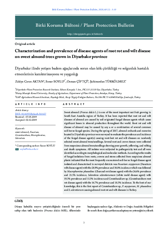 (PDF) Characterization and prevalence of disease agents of root rot and ...