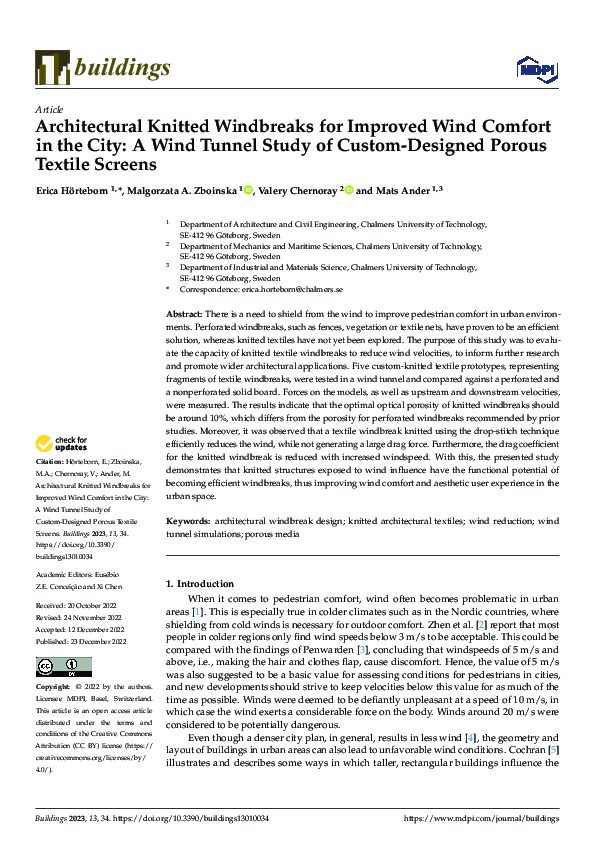 (PDF) Architectural Knitted Windbreaks for Improved Wind Comfort in the ...