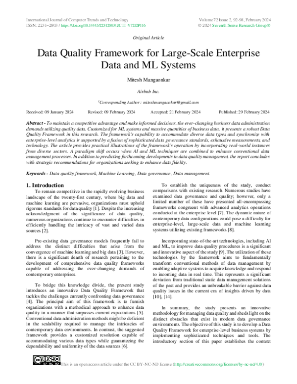 (PDF) Data Quality Framework for Large-Scale Enterprise Data and ML Systems