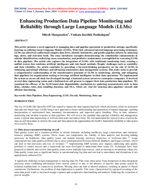 (PDF) Enhancing Production Data Pipeline Monitoring and Reliability through Large Language ...